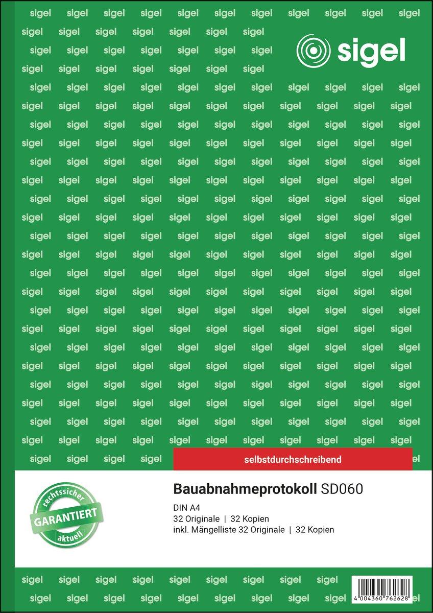 Bauabnahmeprotokoll, selbstdurchschreibend, A4, 2x 64 Blatt | SIGEL